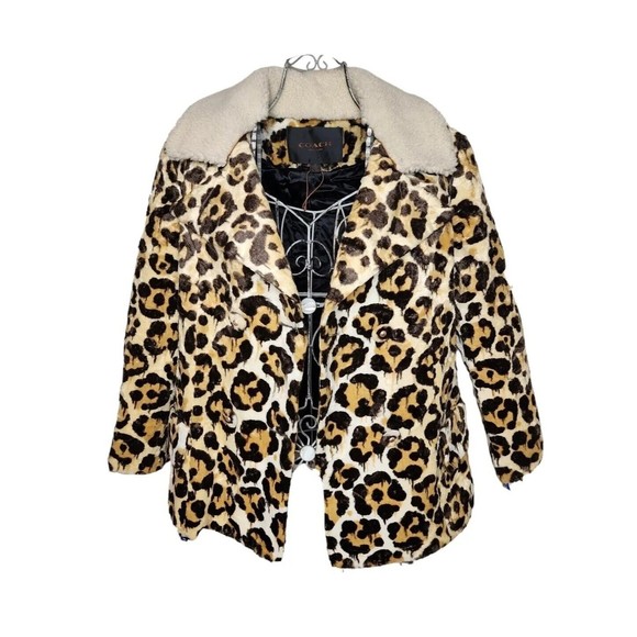 Coach | Jackets & Coats | Coach Wild Beast Short Leopard Peacoat ...